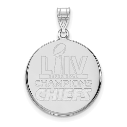 Sterling Silver Kansas City Chiefs Super Bowl LIV Disc Pendant 3/4in ...