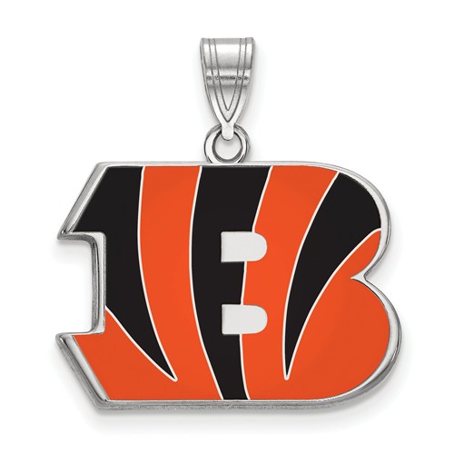Cincinnati Bengals Enamel Pendant 1/2in Sterling Silver SS010BEN