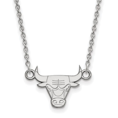 Sterling Silver 3/8in Chicago Bulls Pendant on 18in Chain SS010BUL-18