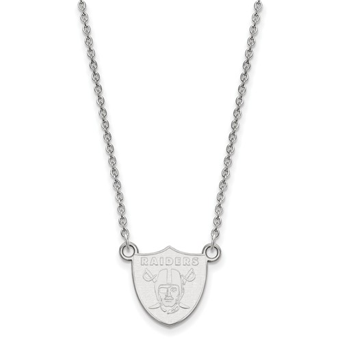14k White Gold Small Oakland Raiders Pendant with 18in Chain 4W011RAI-18