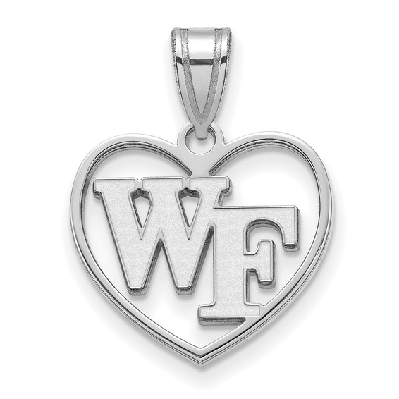 Wake Forest University WF Heart Pendant 5/8in Sterling Silver SS011WFU
