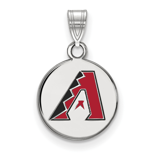 Sterling Silver 1/2in Arizona Diamondbacks Round Enamel Pendant SS012DIA