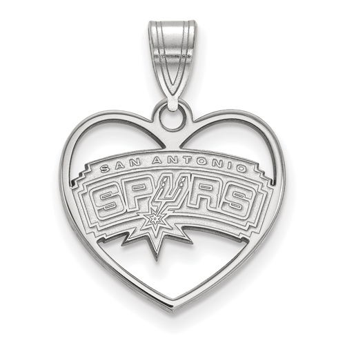 Sterling Silver 5/8in San Antonio Spurs Heart Pendant SS012SPU