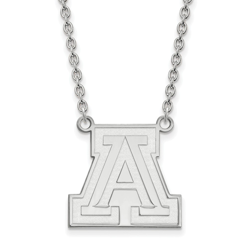 14k White Gold University of Arizona Block A Pendant with 18in Chain ...