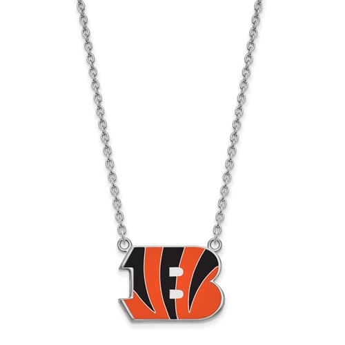 Cincinnati Bengals Enamel Pendant with Necklace Sterling Silver SS013BEN-18