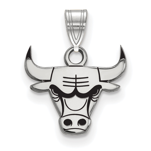 Sterling Silver 3/8in Chicago Bulls Enamel Pendant SS013BUL