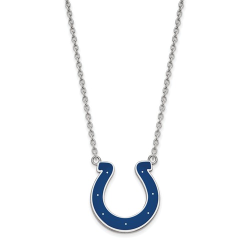 Indianapolis Colts Enamel Pendant with Necklace 5/8in Sterling Silver ...