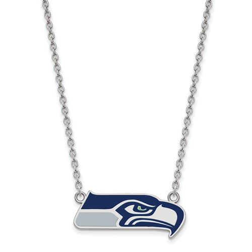 Seattle Seahawks Enamel Pendant with Necklace Sterling Silver SS013SEA-18