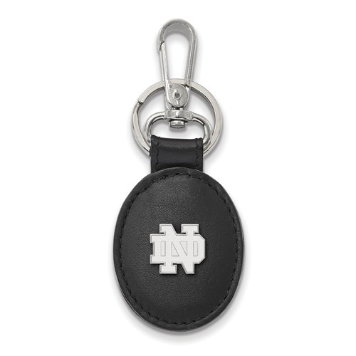 Sterling Silver University of Notre Dame ND Leather Oval Key Chain ...