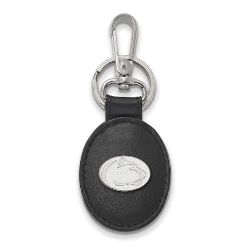 Sterling Silver Penn State University Black Leather Oval Key Chain ...