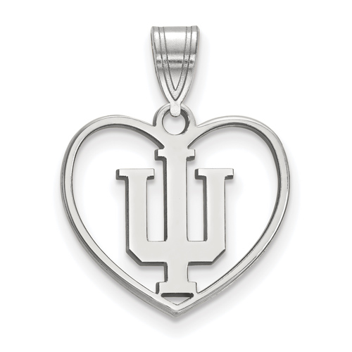 Sterling Silver 5/8in Indiana University Pendant in Heart SS017IU