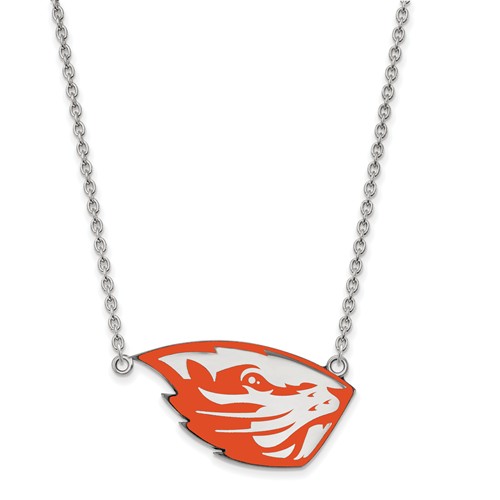 Silver Oregon State University OSU Enamel Pendant with 18in Chain ...