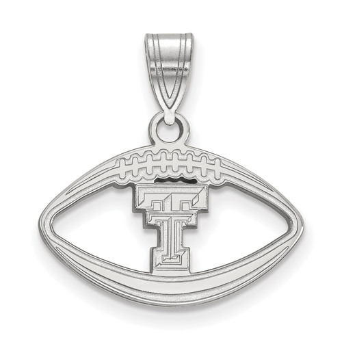 Sterling Silver 3/4in Texas Tech University Football Pendant SS018TXT