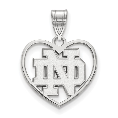 Sterling Silver 5/8in University of Notre Dame Heart Pendant SS018UND
