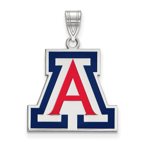 Sterling Silver 3/4in University of Arizona Block A Enamel Pendant SS019UAZ