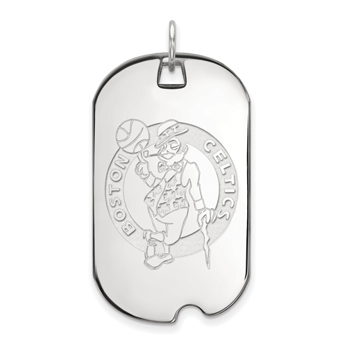 10kt White Gold 1 1/2in Boston Celtics Dog Tag 1W020CEL | Joy Jewelers