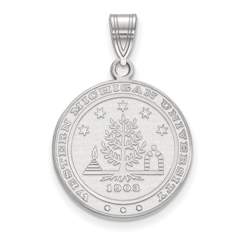 Sterling Silver Western Michigan University Crest Pendant 3/4in SS020WMU
