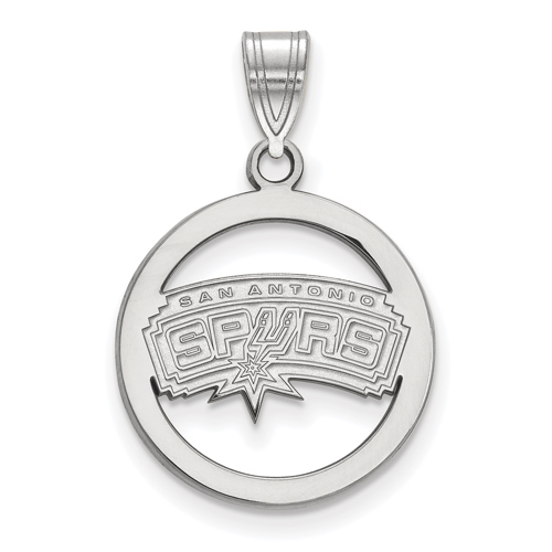 Sterling Silver 5/8in San Antonio Spurs Circle Pendant SS021SPU