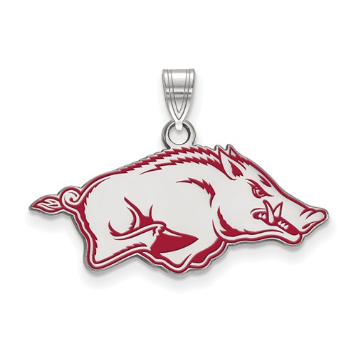 Sterling Silver 1/2in University of Arkansas Enamel Razorback Pendant ...