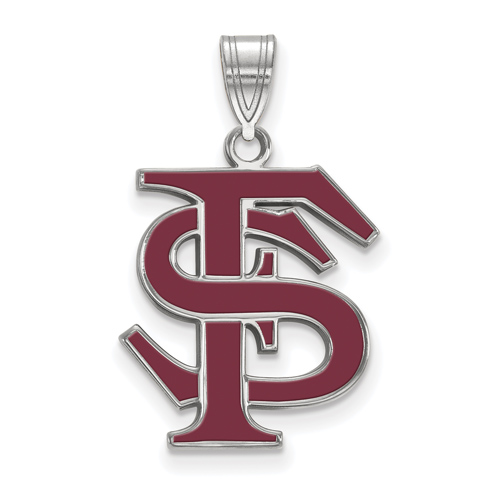 Sterling Silver 5/8in Florida State University FS Enamel Pendant SS032FSU