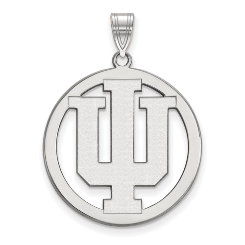 Sterling Silver 1in Indiana University Logo Pendant in Circle SS032IU