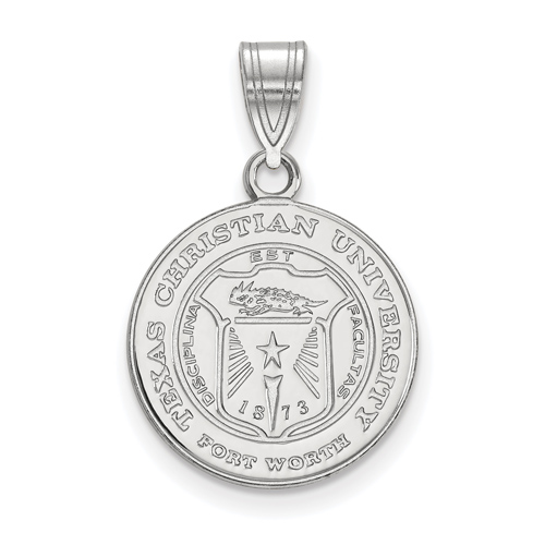 Sterling Silver 5/8in Texas Christian University Crest Pendant SS032TCU