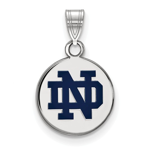 Sterling Silver 1/2in University of Notre Dame Enamel Disc Pendant SS036UND