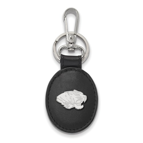 Sterling Silver University of Missouri Black Leather Oval Key Chain ...