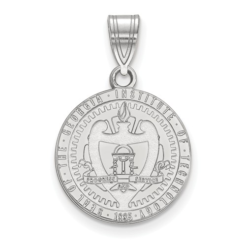 Sterling Silver Georgia Tech Crest Pendant 5/8in SS055GT