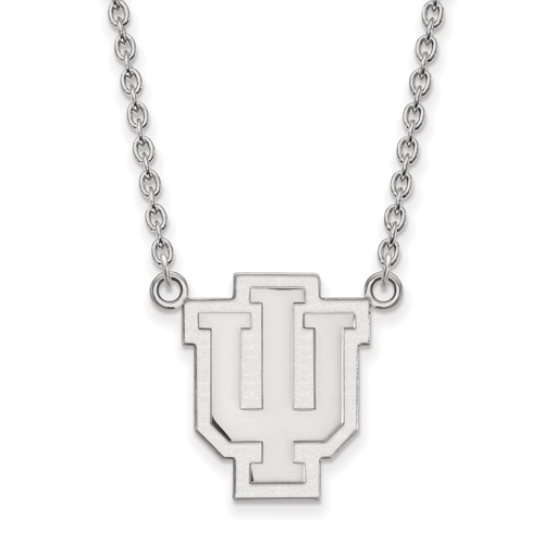 10k White Gold Indiana University Outline Logo Pendant with 18in Chain ...
