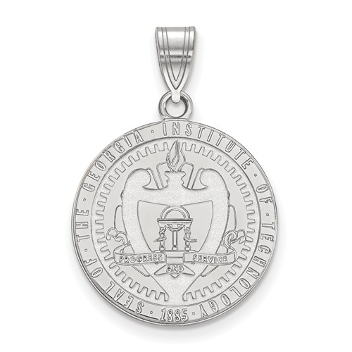 Sterling Silver Georgia Tech Crest Pendant 3/4in SS056GT
