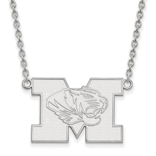 Sterling Silver University of Missouri M Tiger Pendant with 18in Chain ...
