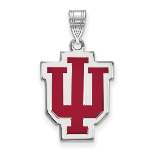 Sterling Silver 3/4in Indiana University Enamel Outline Logo Pendant ...