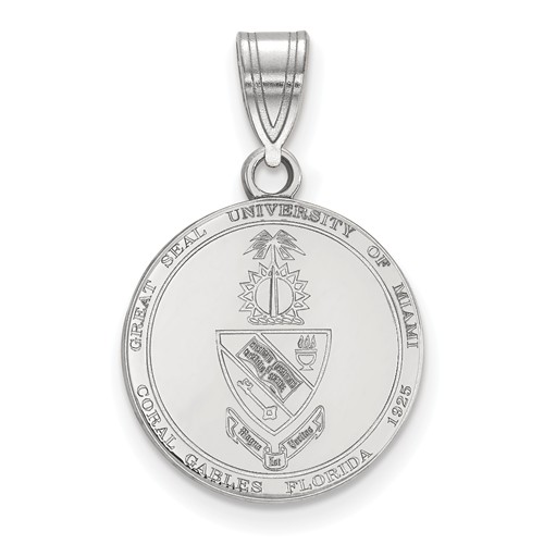 Sterling Silver 5/8in University of Miami Crest Pendant SS066UMF
