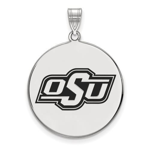 Sterling Silver 1in Oklahoma State University OSU Round Enamel Pendant ...