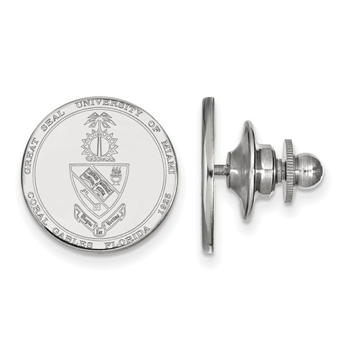 Sterling Silver University of Miami Crest Lapel Pin SS068UMF