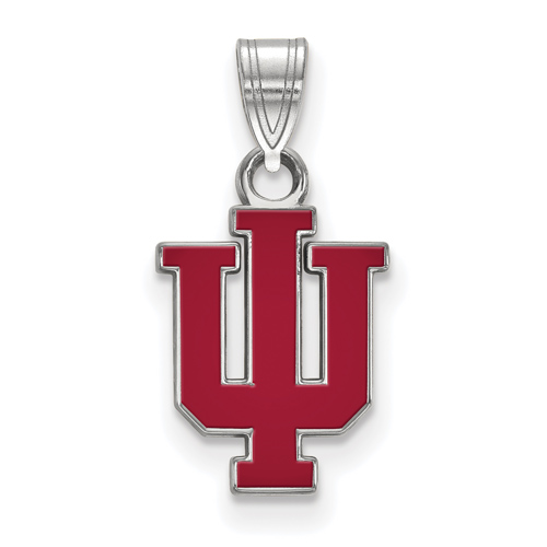 Sterling Silver 1/2in Indiana University Logo Enamel Pendant SS071IU