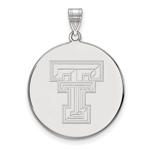 10kt White Gold 1in Texas Tech University Round Pendant 1W075TXT