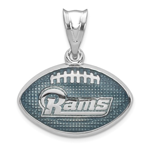 Sterling Silver Los Angeles Rams Enameled Football Pendant SS508RAM