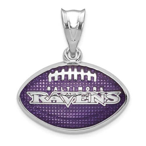 Sterling Silver Baltimore Ravens Enameled Football Pendant SS508RAV