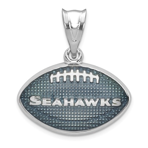 Sterling Silver Seattle Seahawks Enameled Football Pendant SS508SEA