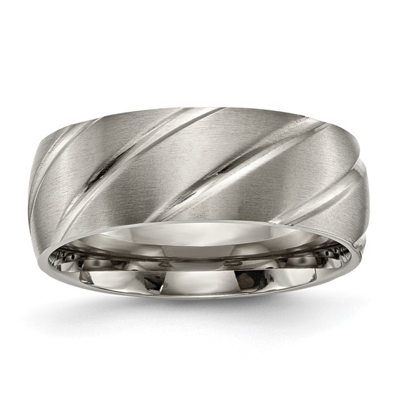8mm Titanium Ring with Swirl Design TB322 | Joy Jewelers