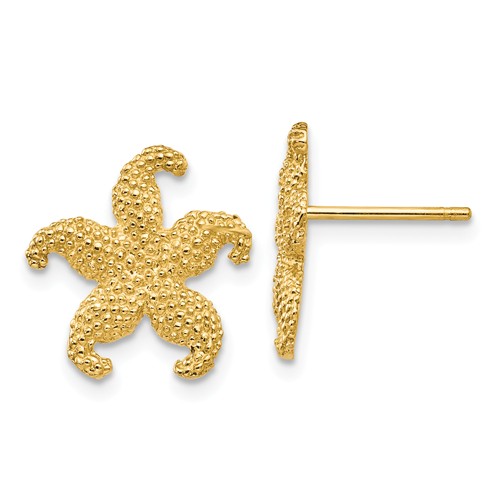 14k Yellow Gold Puffed Starfish Post Earrings TC586 | Joy Jewelers