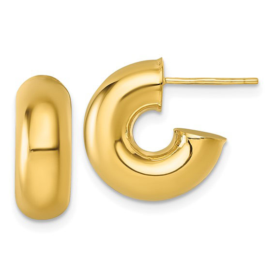 14k Yellow Gold Small Open Hoop Post Earrings 6mm Thick TF2554