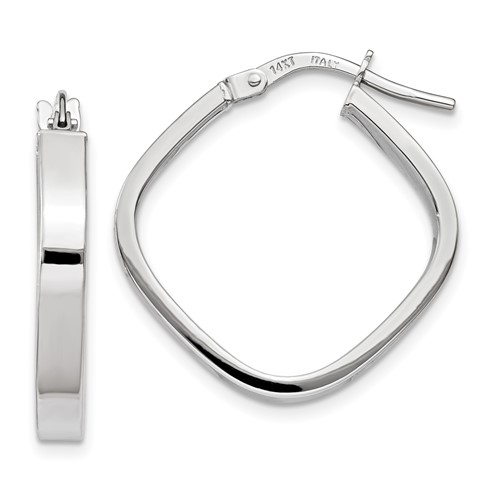 14k White Gold Square Hoop Earrings 1in TH778 | Joy Jewelers