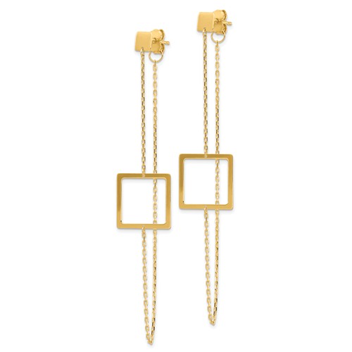 14k Yellow Gold Front to Back Open Square Earrings TL1153