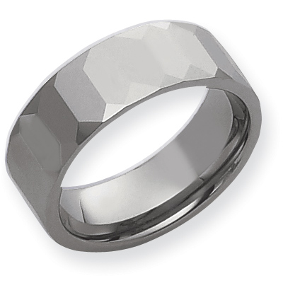8mm Tungsten Ring with Step Facets TU70 | Joy Jewelers