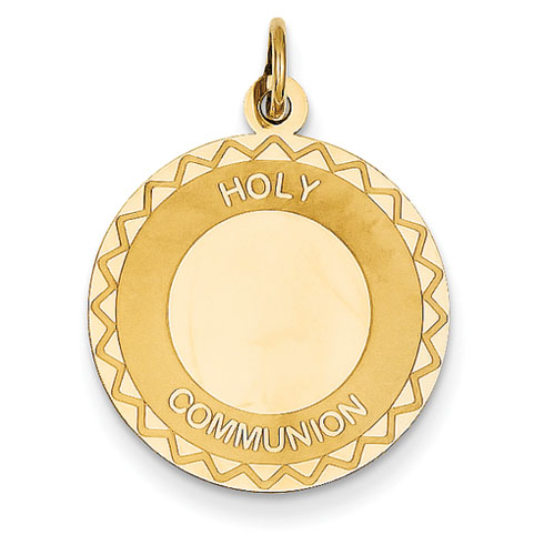 14k Yellow Gold Holy Communion Disc Pendant 3/4in XAC716