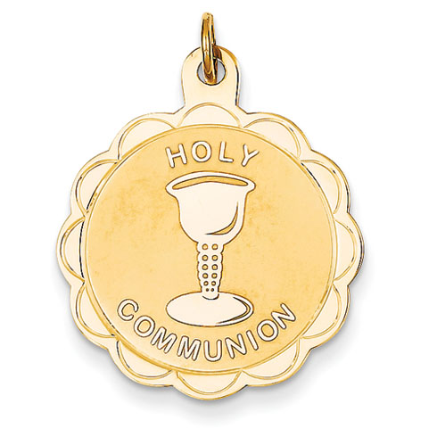 14k Yellow Gold Holy Communion Disc Pendant 7/8in XAC721