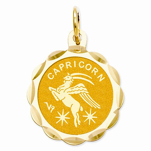 14kt Yellow Gold Capricorn Scalloped Charm XAC957 | Joy Jewelers